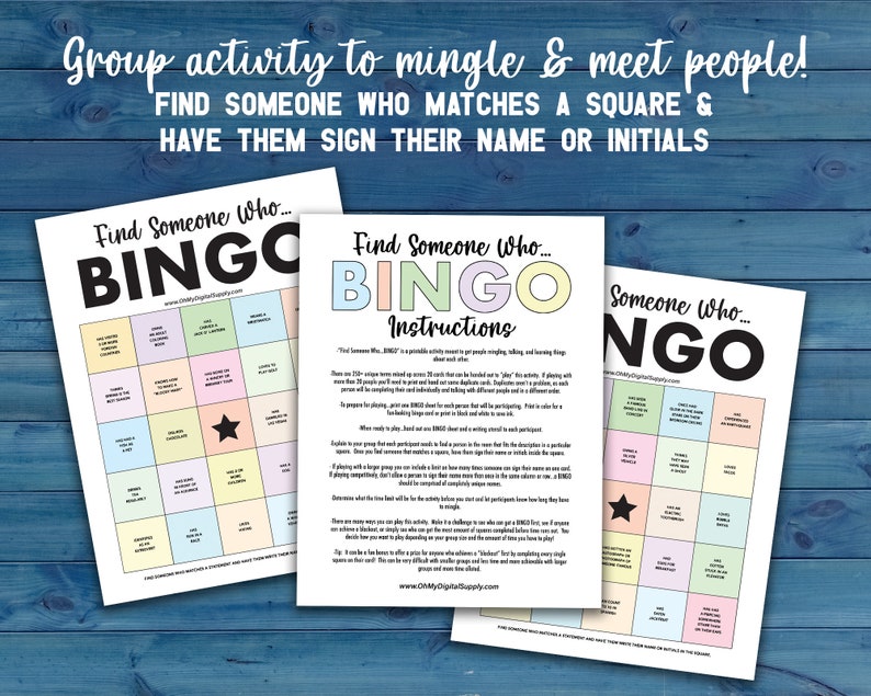 Find Someone BINGO Group Activity Ice Breaker Printable | Get to Know ...