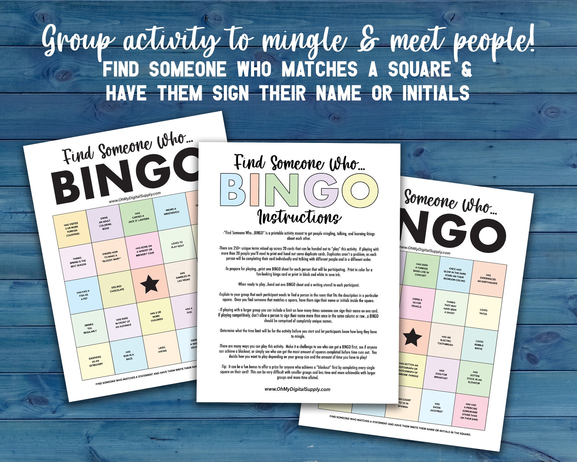 Find Someone BINGO Group Activity Ice Breaker Printable | Get to Know ...