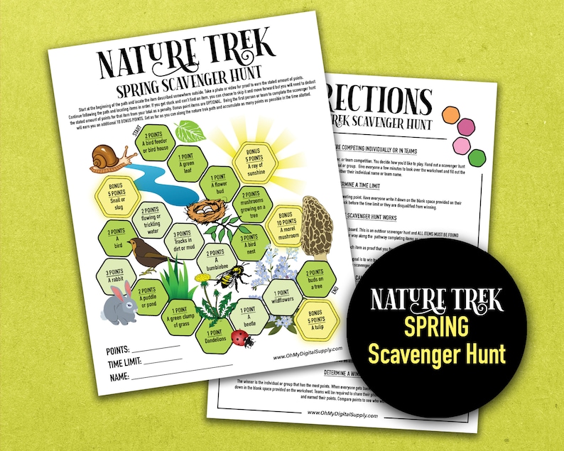 Nature Trek Seasonal Scavenger Hunt Bundle, Outdoor Printable Activity ...