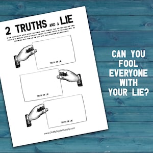 2 Truths and a Lie Printable Icebreaker Game & Team-building Activity ...