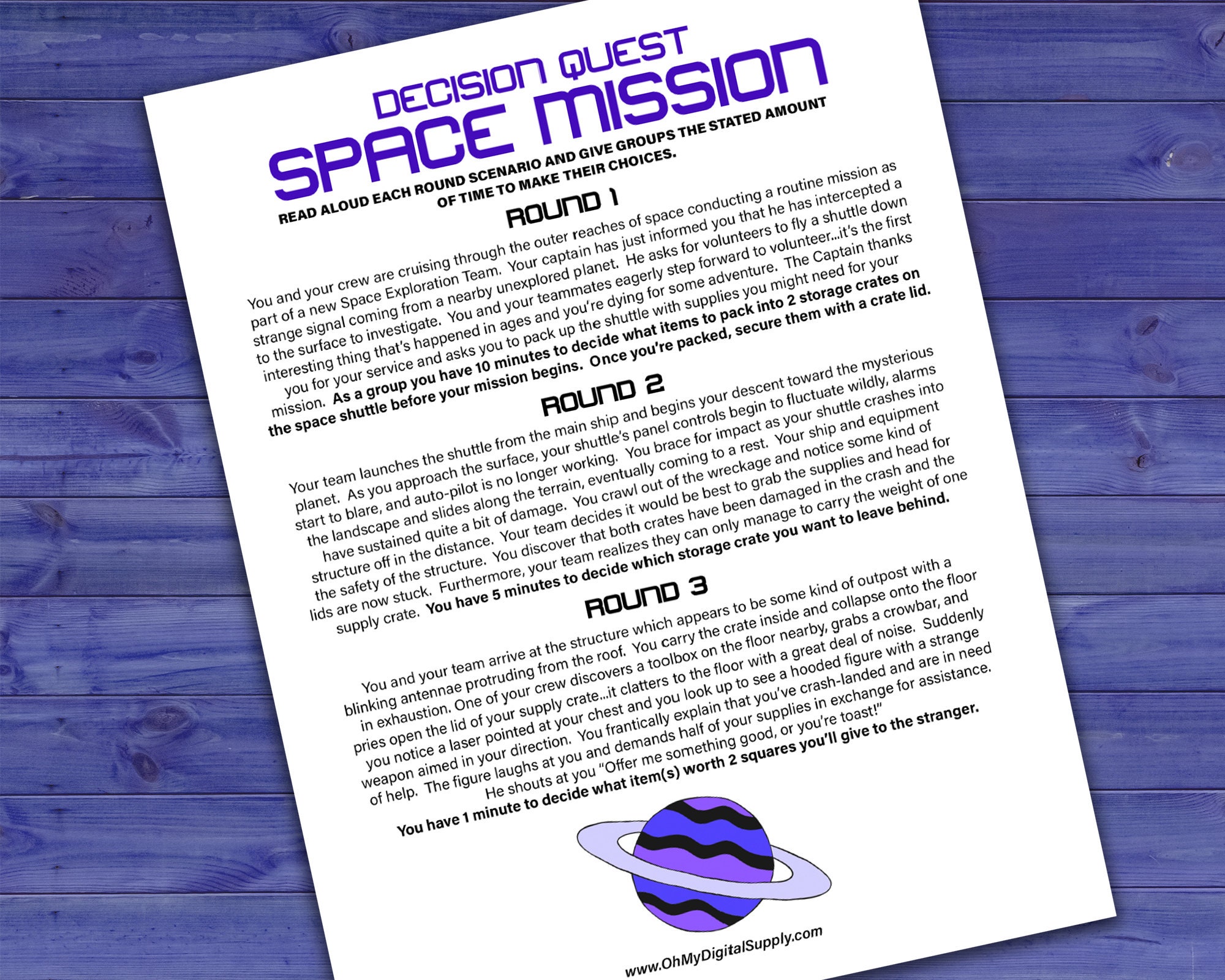 Decision Quest: Space Mission, Printable Icebreaker Game & Team ...