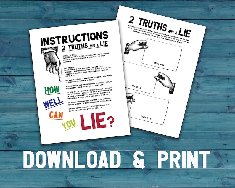2 Truths and a Lie Printable Group Communication Game Ice - Etsy