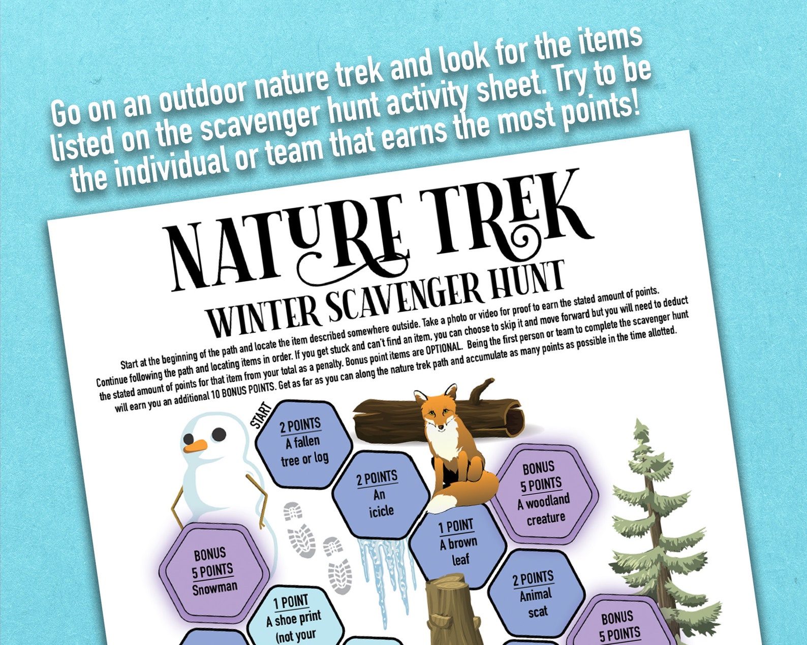 Nature Trek Outdoor Winter Scavenger Hunt Printable Activity ...