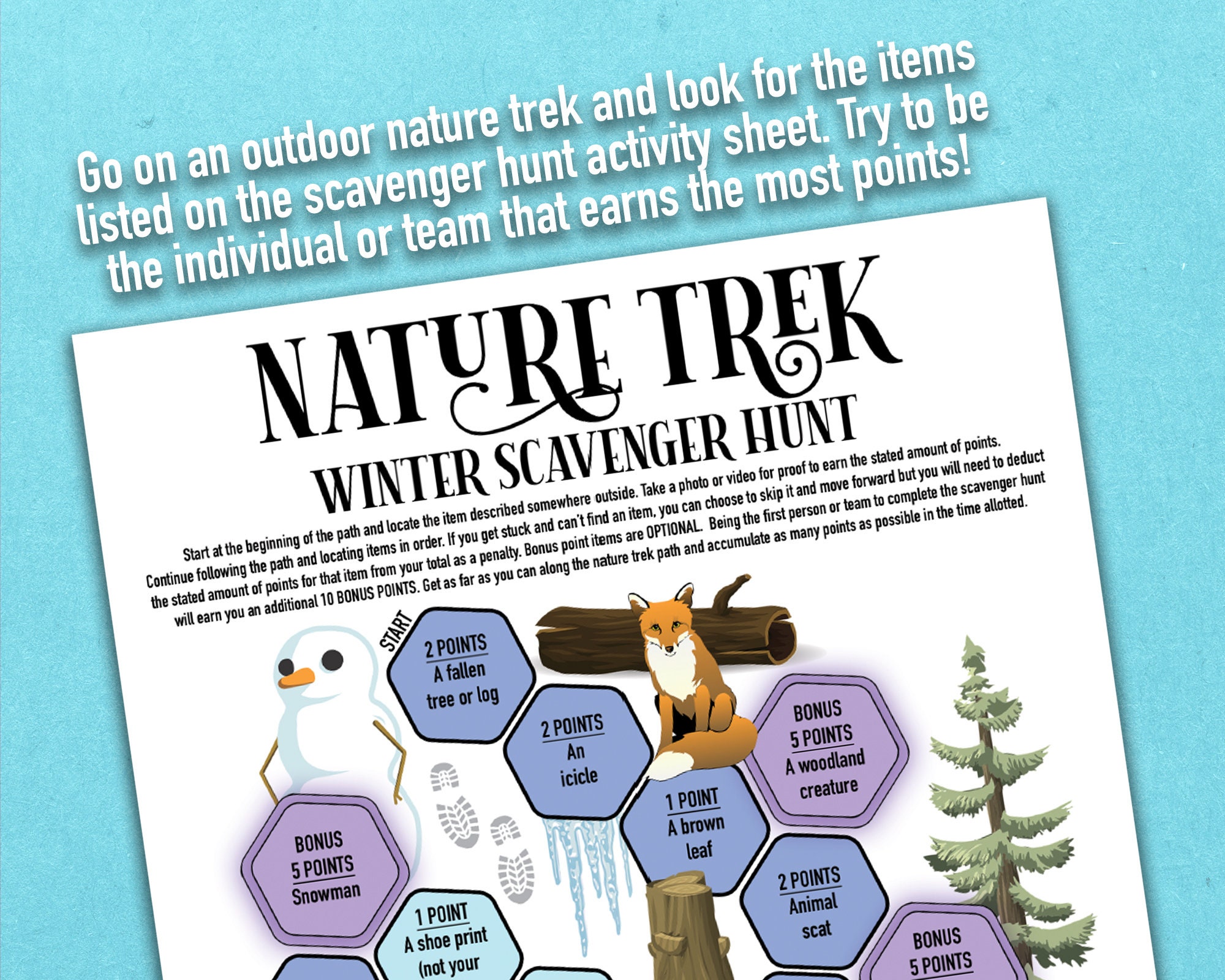 Nature Trek Seasonal Scavenger Hunt Bundle, Outdoor Printable Activity ...