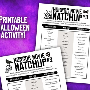 Horror Movie Matchup Printable Halloween Matching Game, Horror Film ...