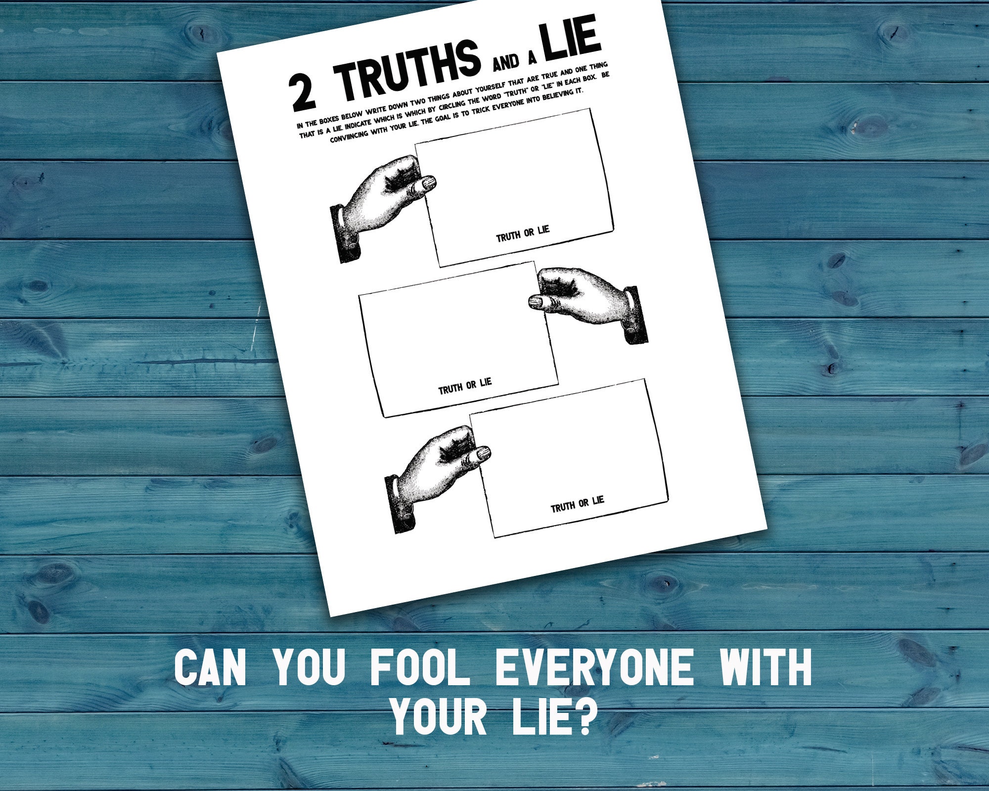 2 Truths and a Lie Printable Group Communication Game Group - Etsy