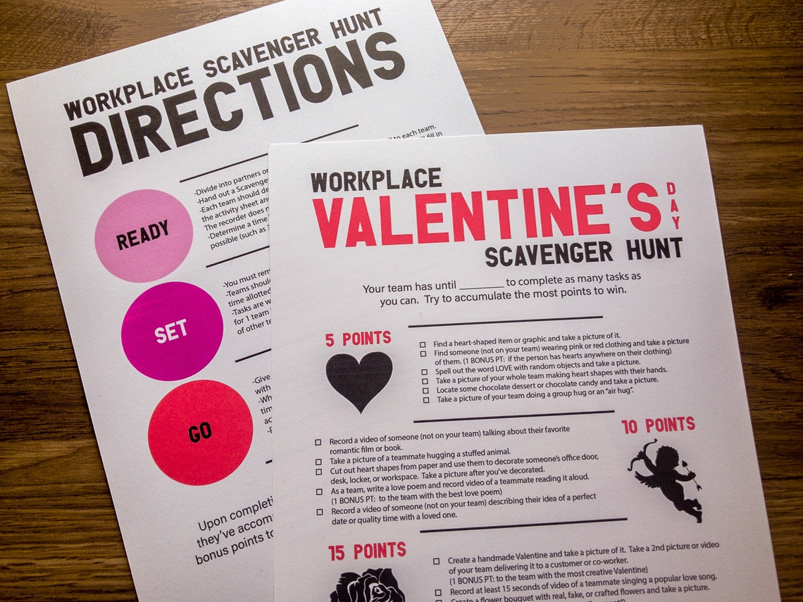 Valentine's Day Workplace Scavenger Hunt Printable Team Building ...