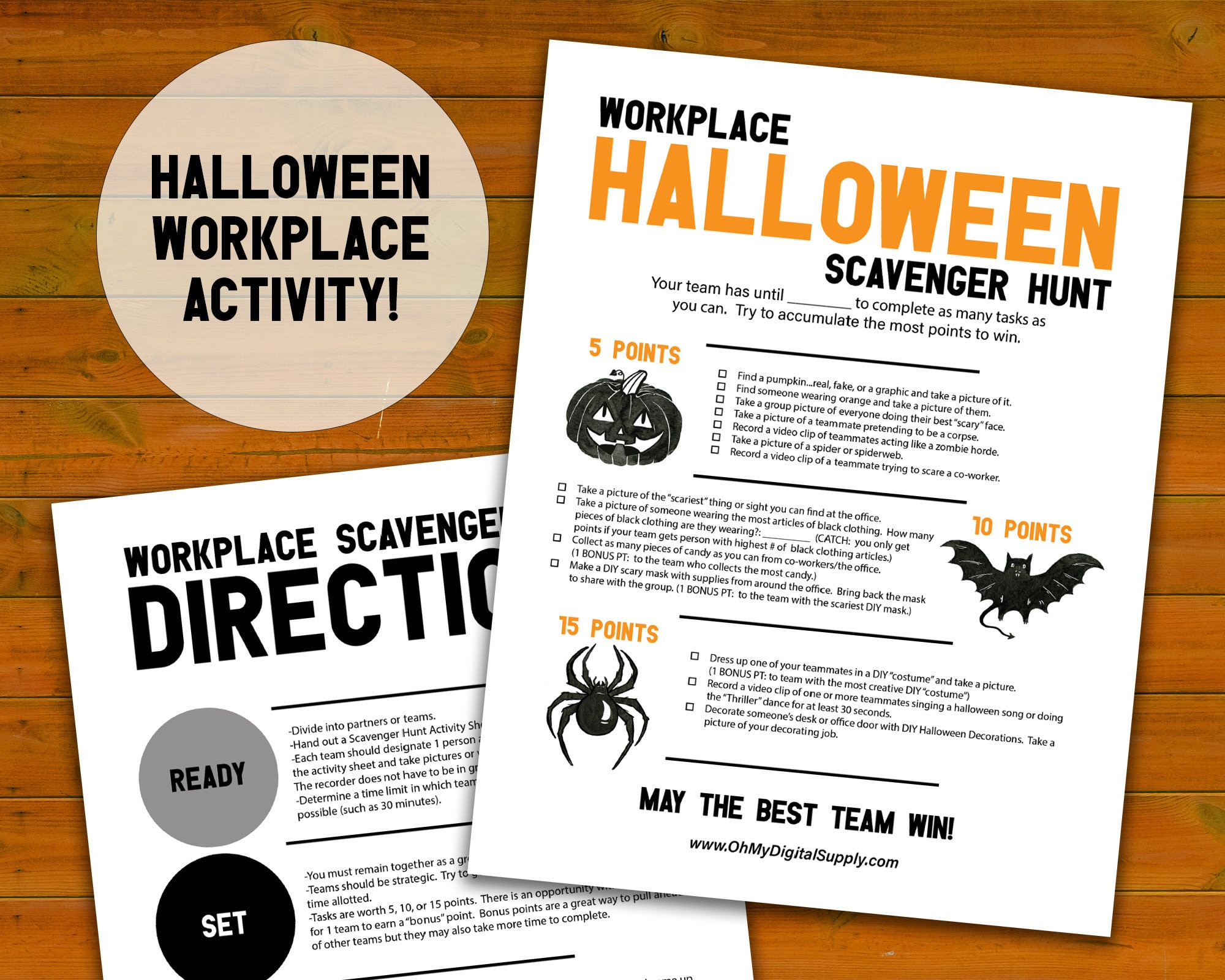 Halloween Workplace Scavenger Hunt Printable Team Competition | Work ...