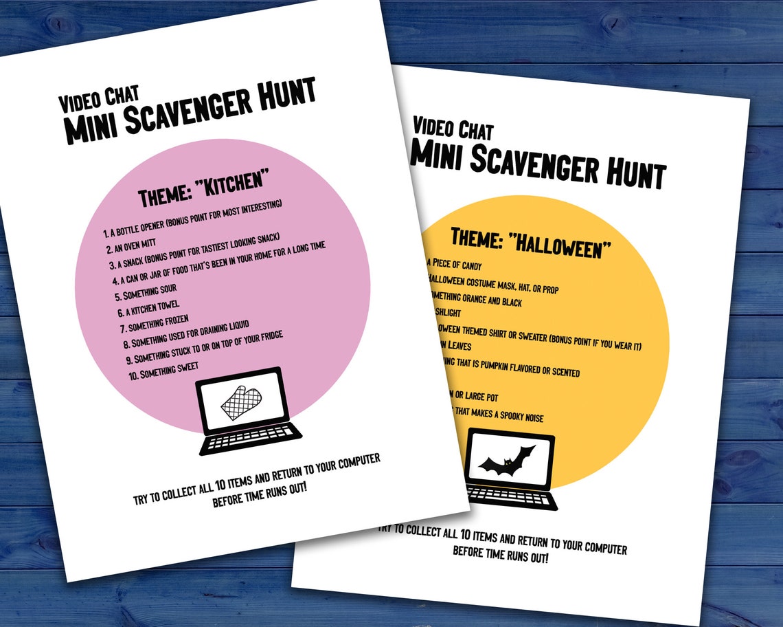Video Chat Mini Scavenger Hunt Activity Printable Virtual Group Game ...