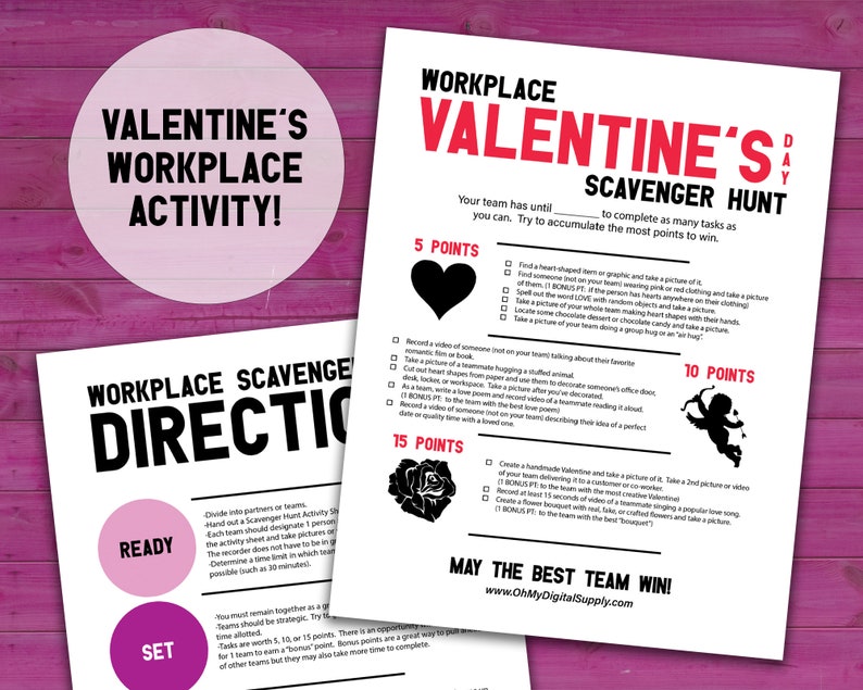 Valentine's Day Workplace Scavenger Hunt Printable Team Building ...