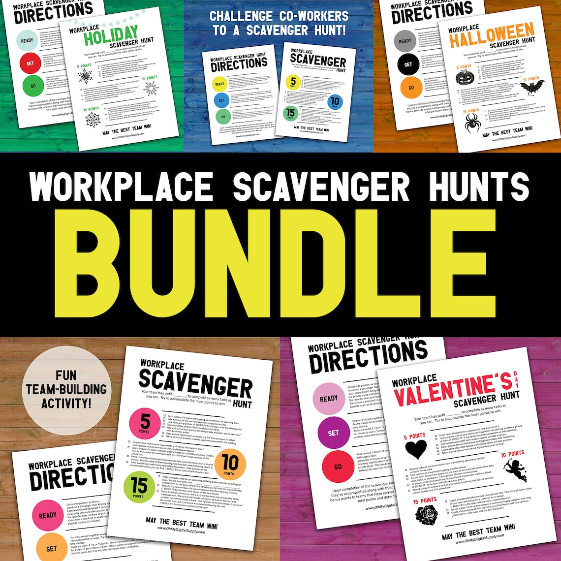 Workplace Scavenger Hunt Printables Bundle Team Scavenger Hunt Staff ...