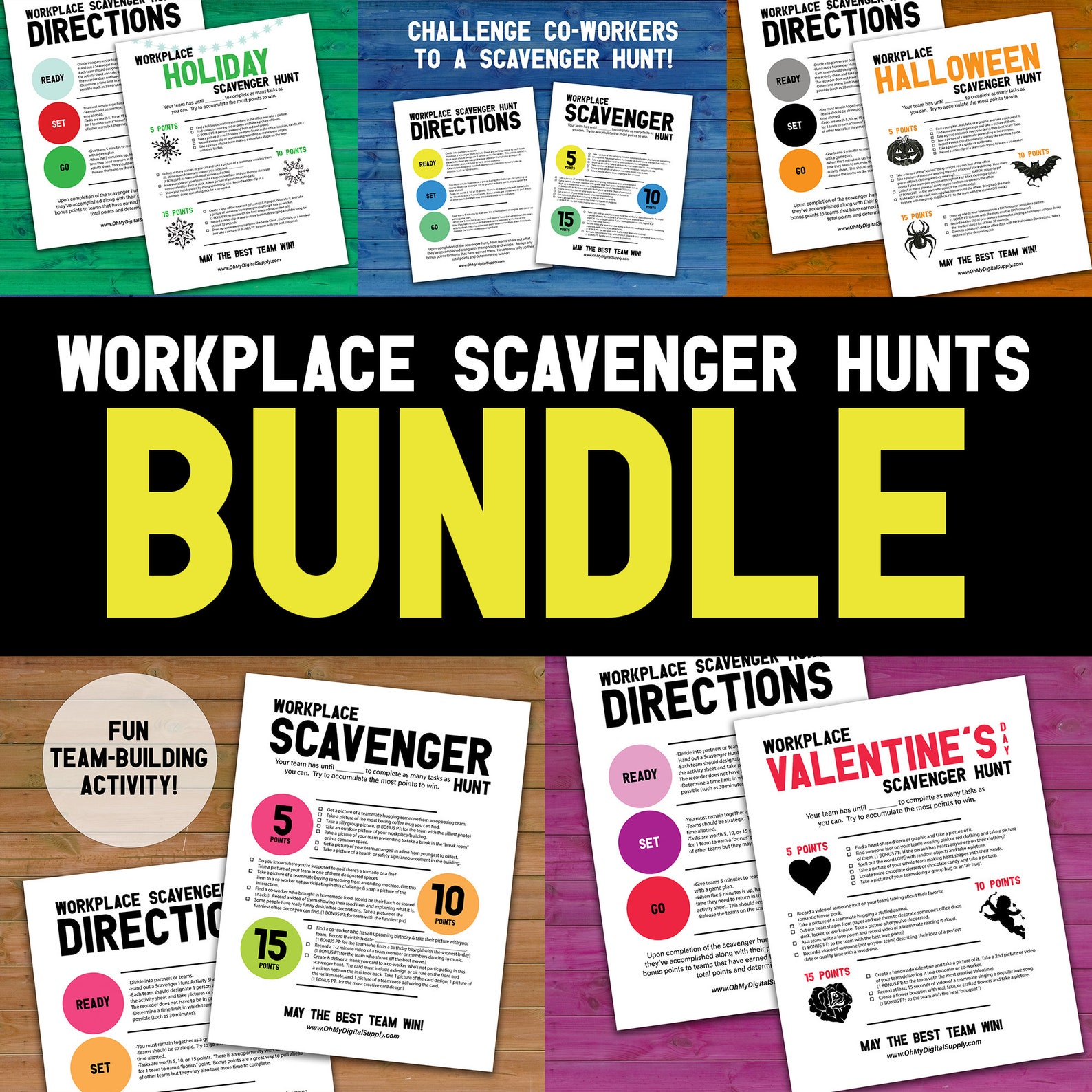Workplace Scavenger Hunt Printables Bundle Team Scavenger Hunt Staff ...