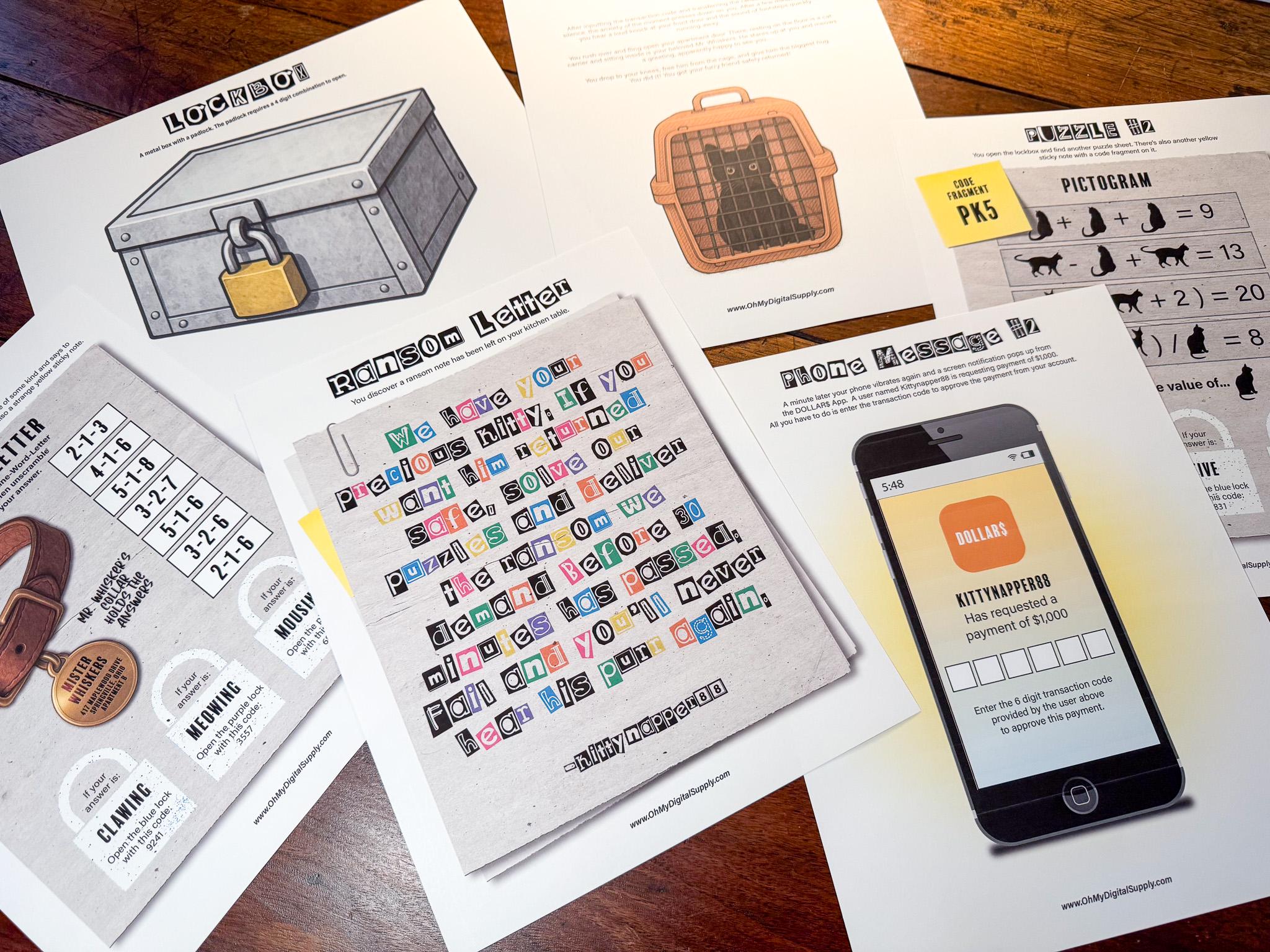 Escape Room: Ransom Note, Cat Themed 30 Minute Group Team Building ...