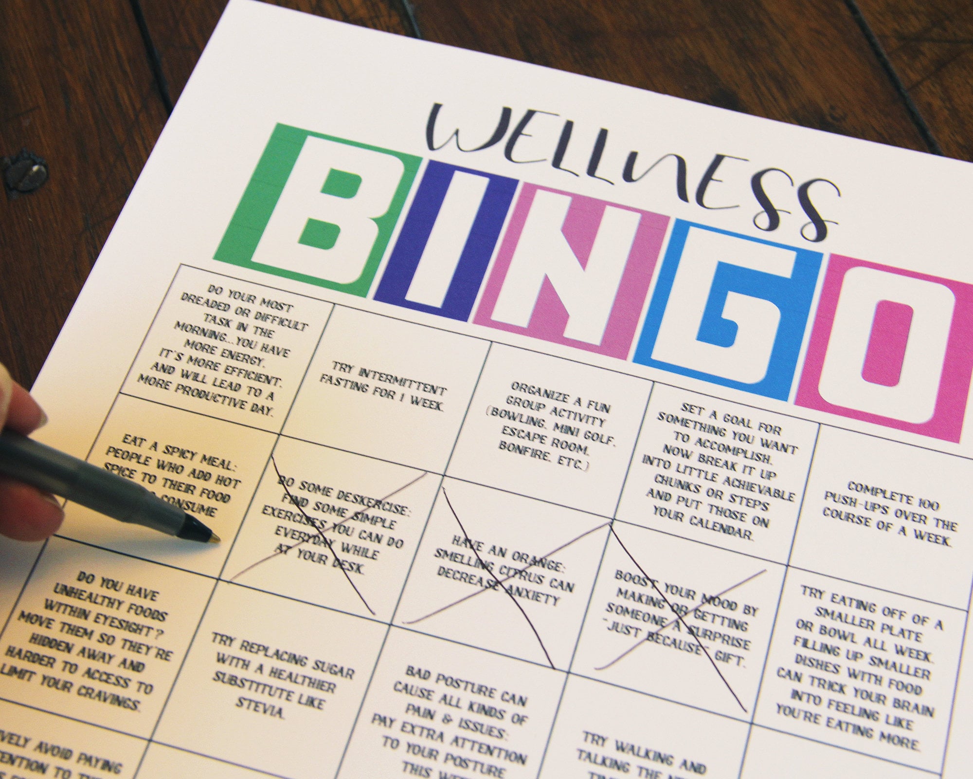 Health & Wellness BINGO Challenge Printable Activity | Wellness BINGO ...