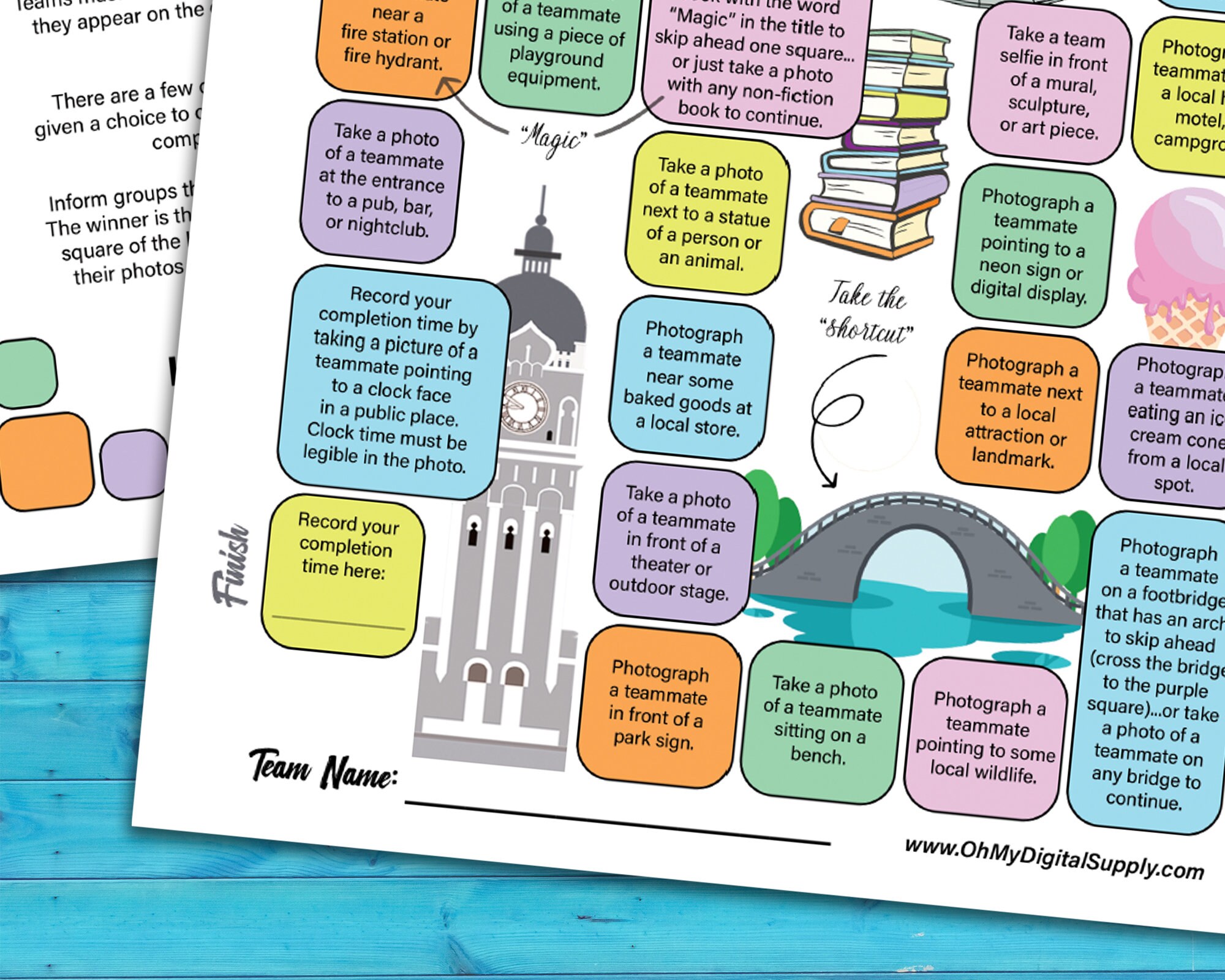 Around Town Team Scavenger Hunt Printable Activity, Group Team Building ...