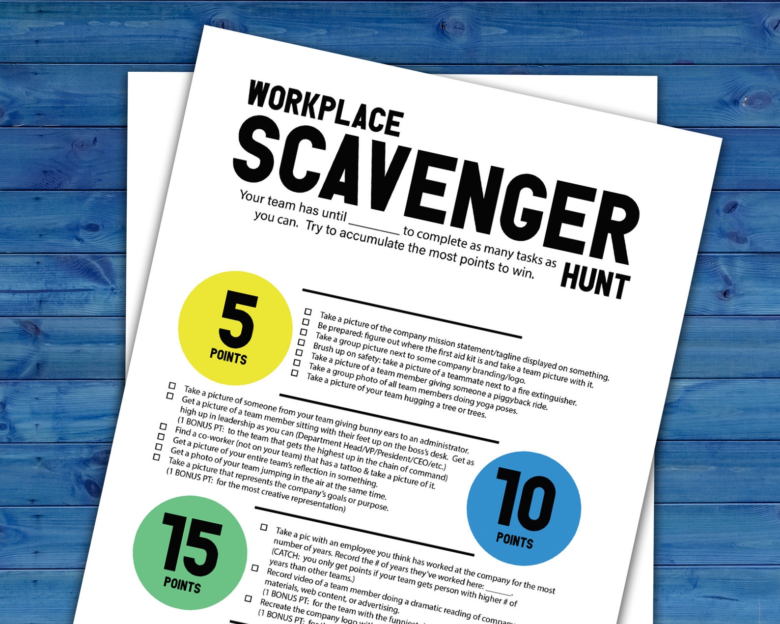 Workplace Team Scavenger Hunt Printable Activity | Work Team Building ...