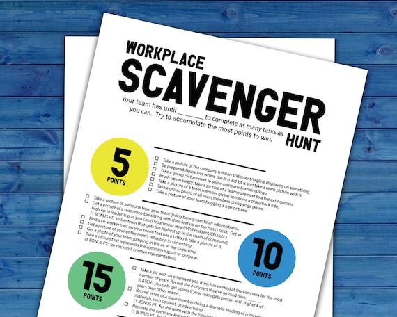 Workplace Team Scavenger Hunt Printable Activity Work - Etsy