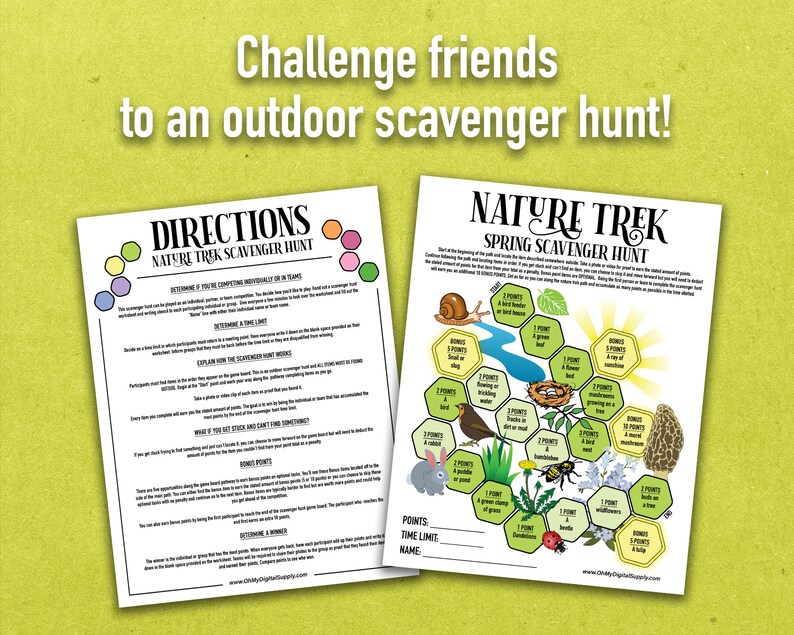 Nature Trek Outdoor Spring Scavenger Hunt Printable Activity ...
