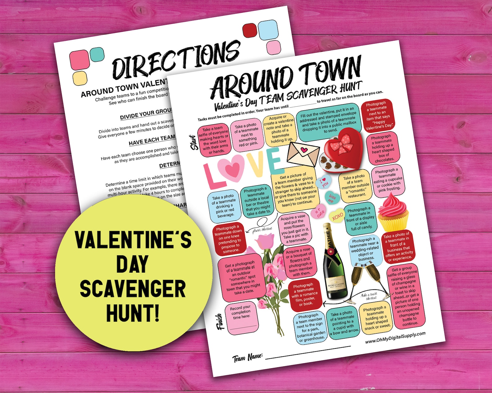 Around Town Team Scavenger Hunt Printable Bundle, Competitive Team ...