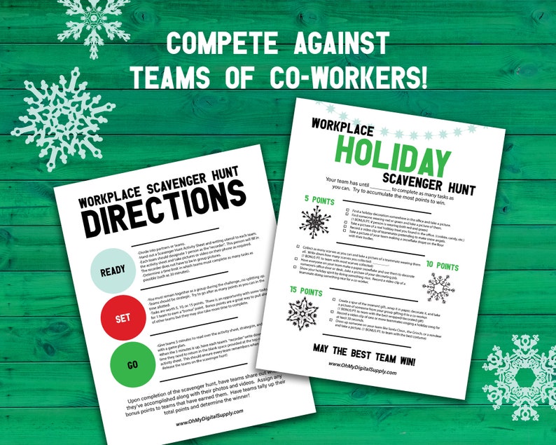 Holiday Workplace Scavenger Hunt Printable Game, Office Team-building ...