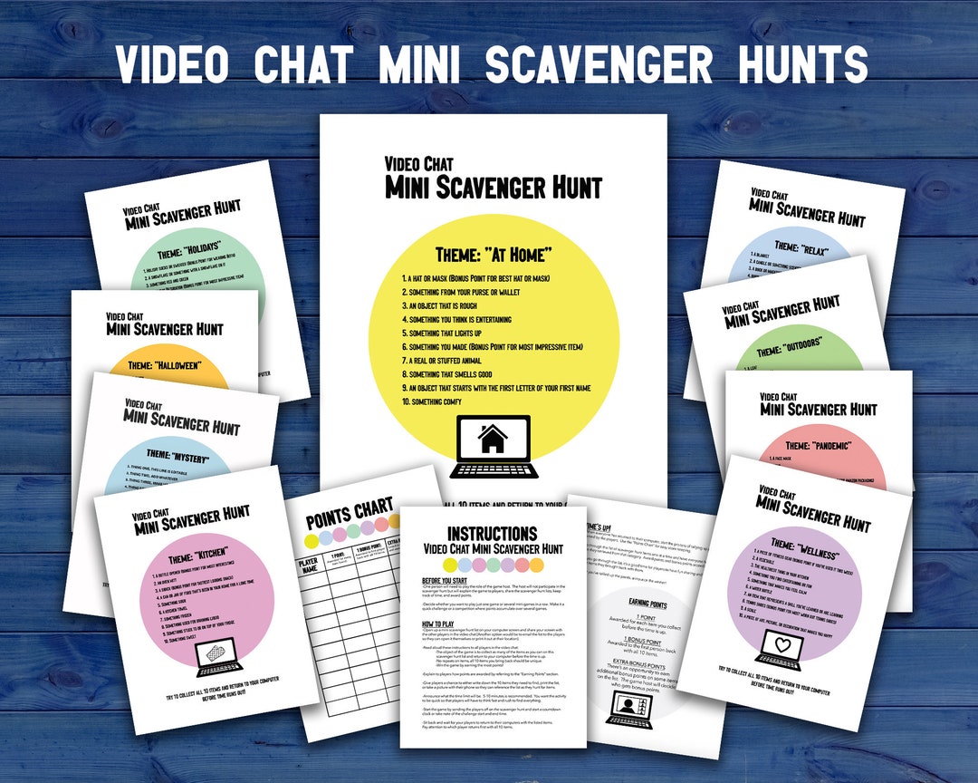 Video Chat Mini Scavenger Hunt Activity Printable Virtual Group Game ...