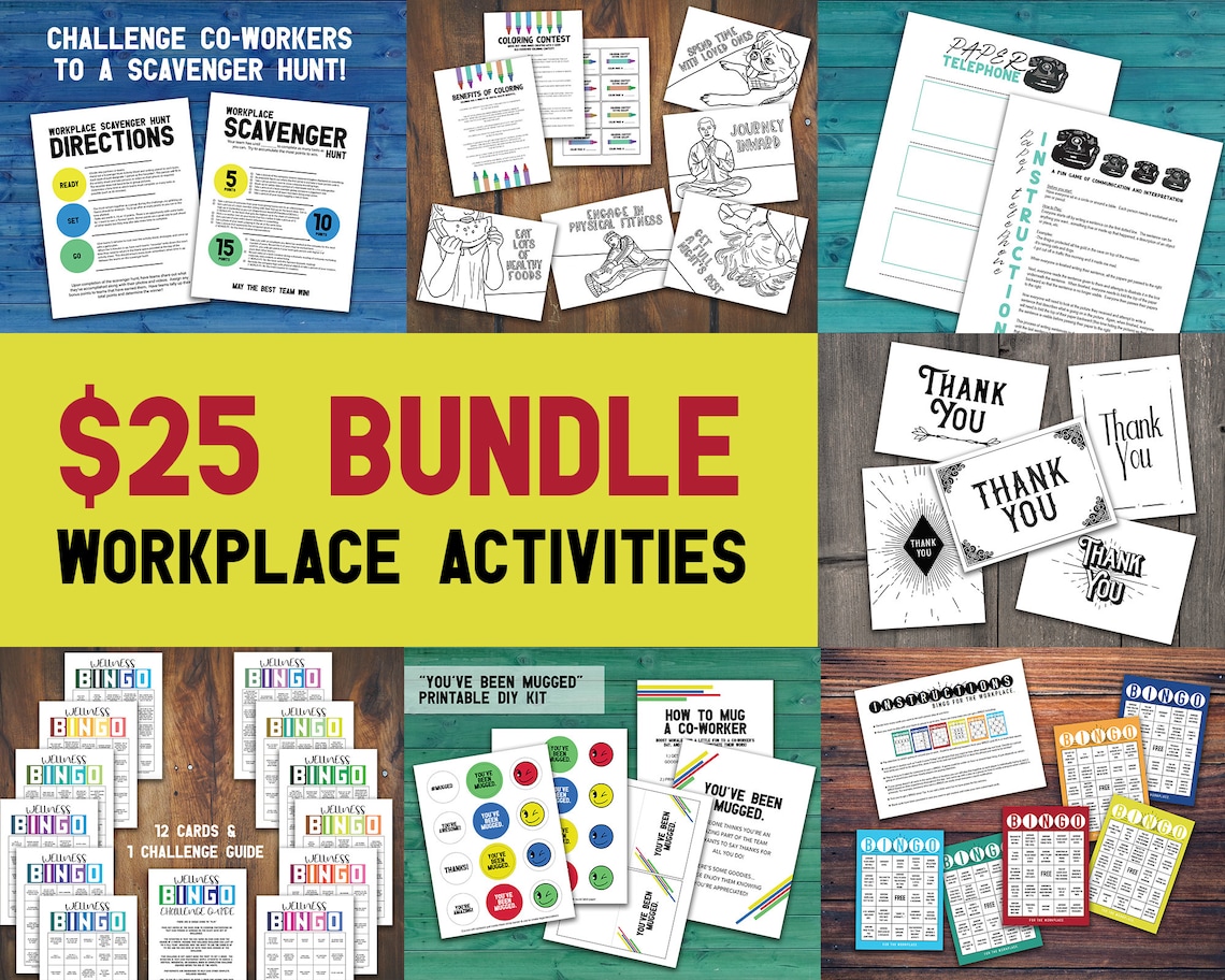 Workplace Games & Activities Printables Bundle Work Culture | Etsy