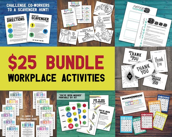 Workplace Games & Activities Printables Bundle Work Culture | Etsy