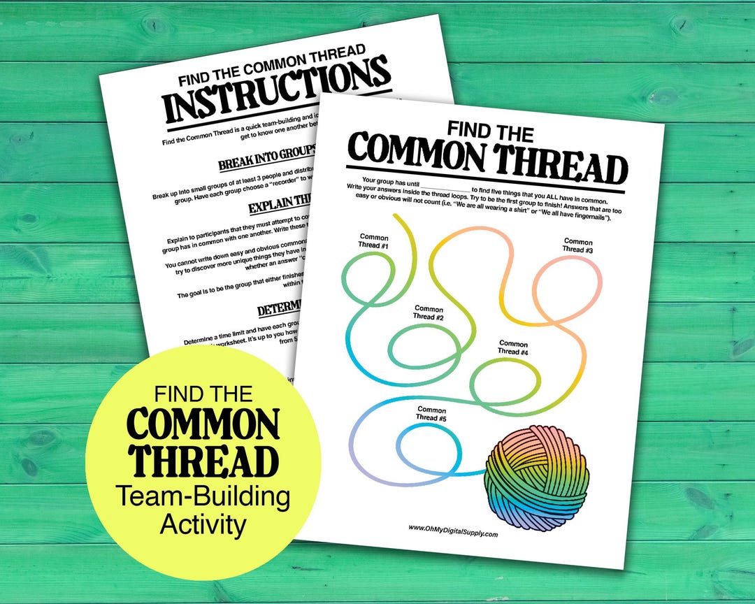 Find the Common Thread Printable Team Building Activity, Quick Group ...