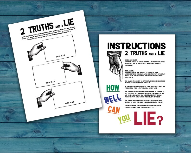 2 Truths and a Lie Printable Group Communication Game Ice - Etsy