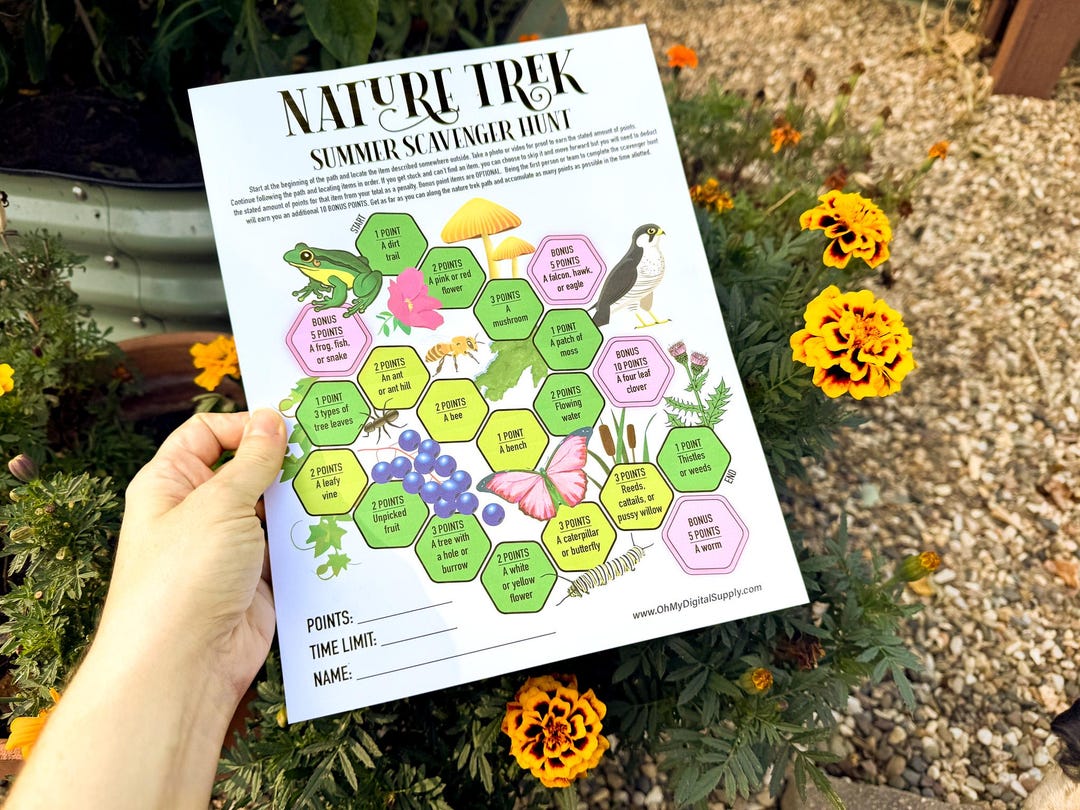 Summer Nature Trek Outdoor Scavenger Hunt Printable Activity ...