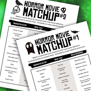 Horror Movie Matchup Printable Halloween Matching Game Horror - Etsy