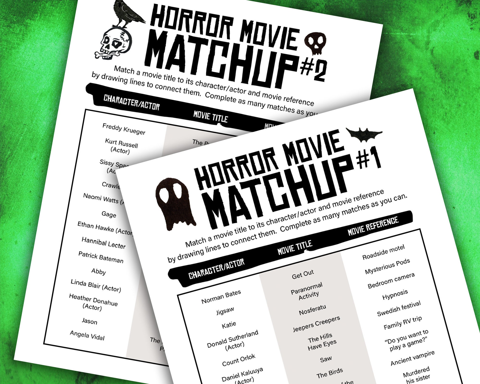 Horror Movie Matchup Printable Halloween Matching Game Horror - Etsy
