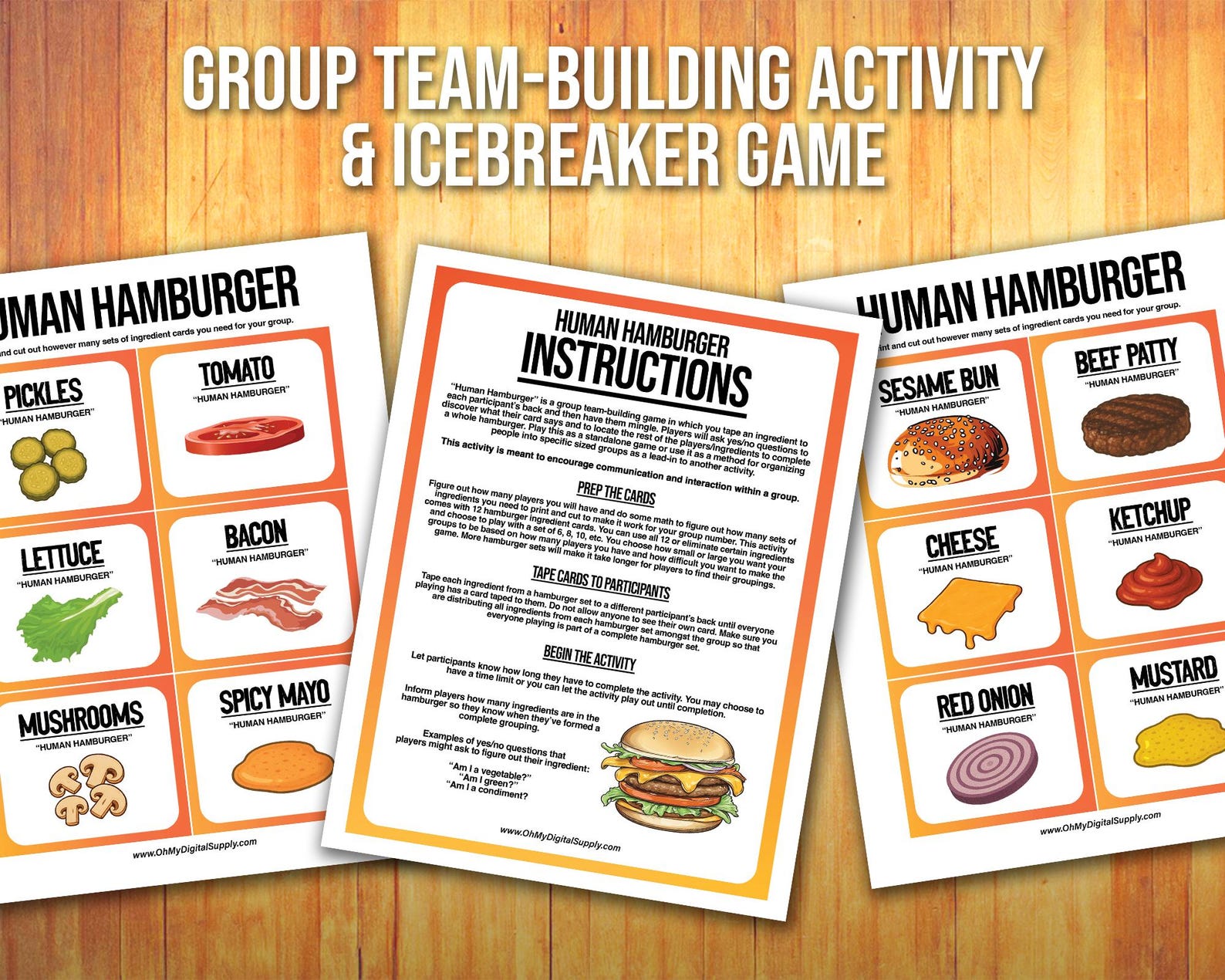 Human Hamburger Group Icebreaker, Networking Mingle Activity & Team ...