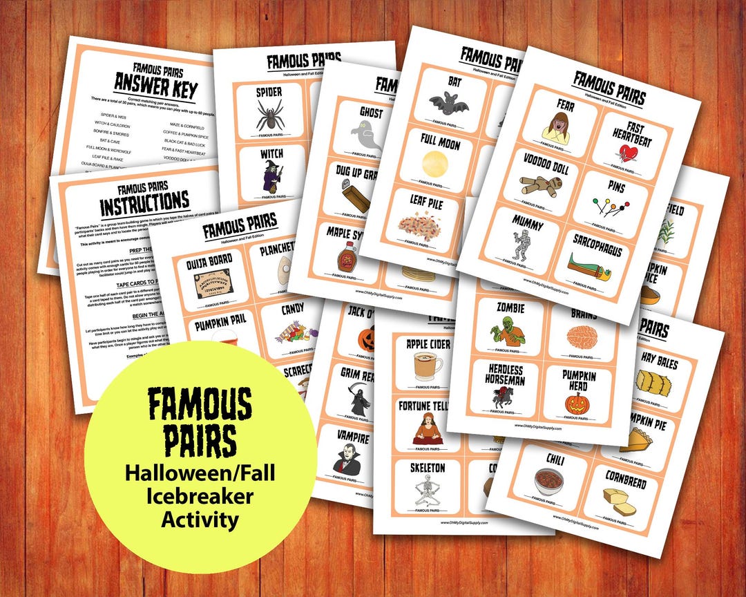 Famous Pairs Halloween Group Team-building Activity & Fall Icebreaker ...