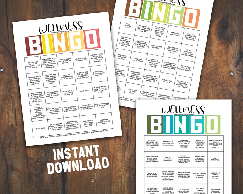 Health & Wellness BINGO Challenge Printable Activity | Wellness BINGO ...