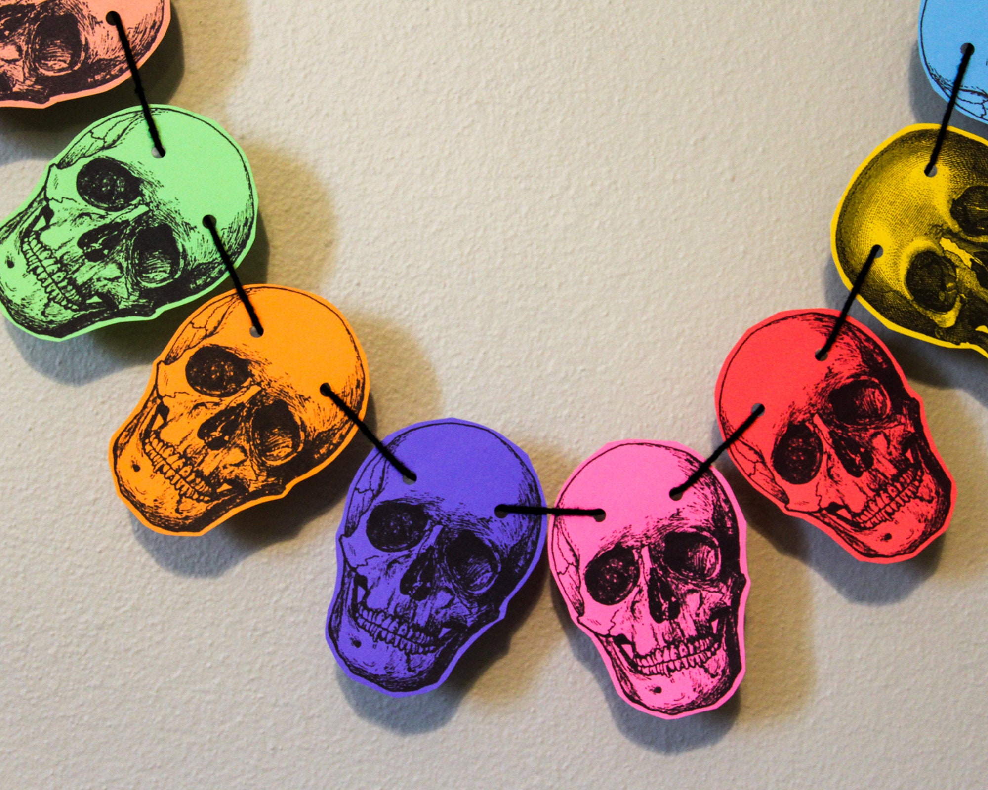 Cool skull decorations Skull garland Halloween banner Instant download ...