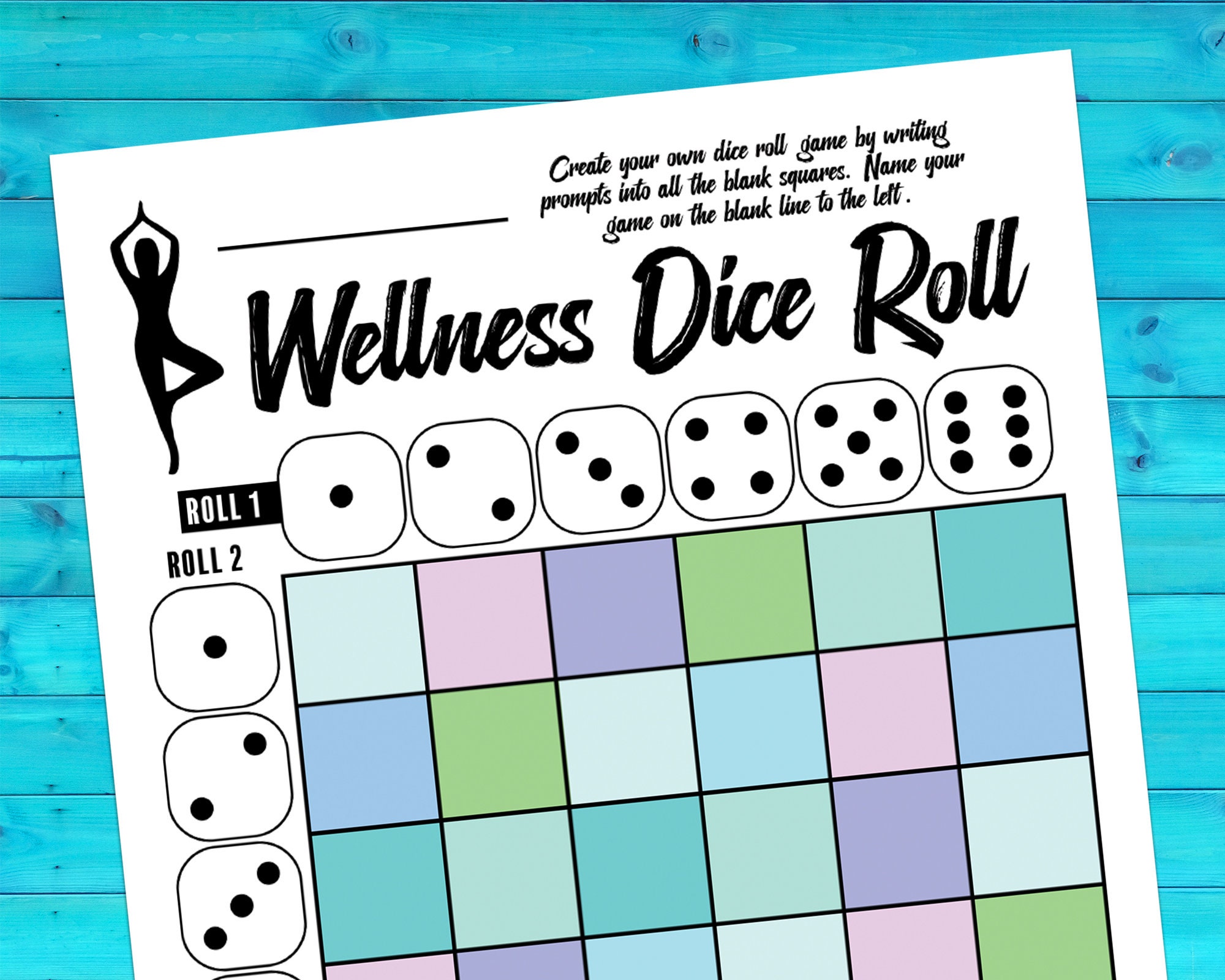 Wellness Dice Roll Printable Decision Game, Dice Roll Wellness Activity ...