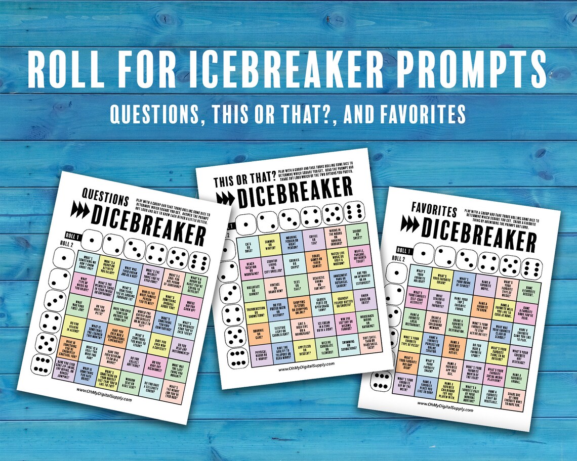 Dicebreaker Dice Roll Printable Icebreaker Questions Game, Dice Roll ...