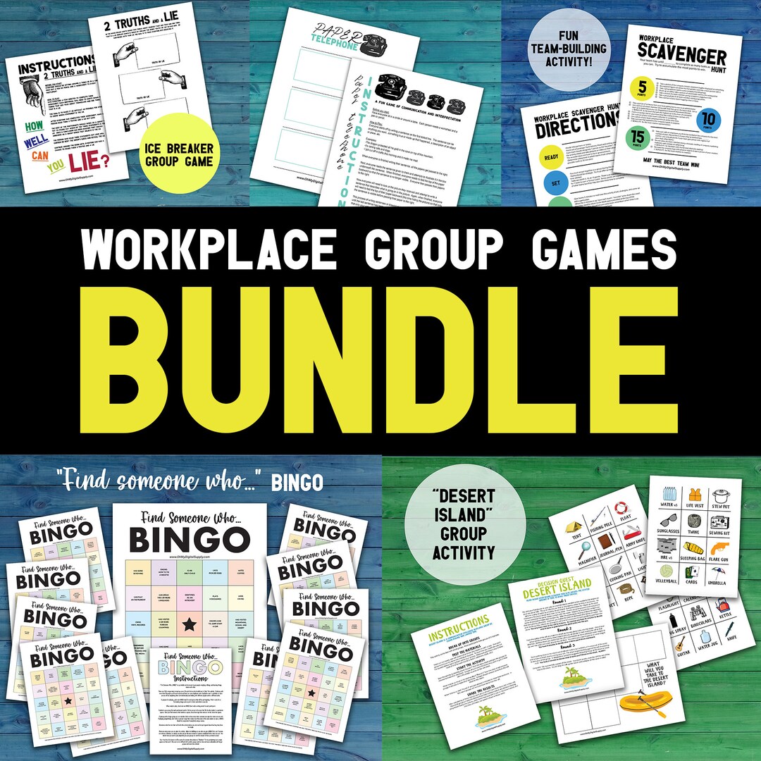 Workplace Group Games BUNDLE Printable Office Party Games Staff Team ...