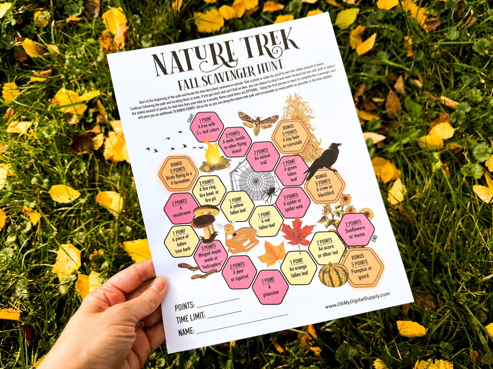 Nature Trek Outdoor Fall Scavenger Hunt Printable Activity, Competitive ...