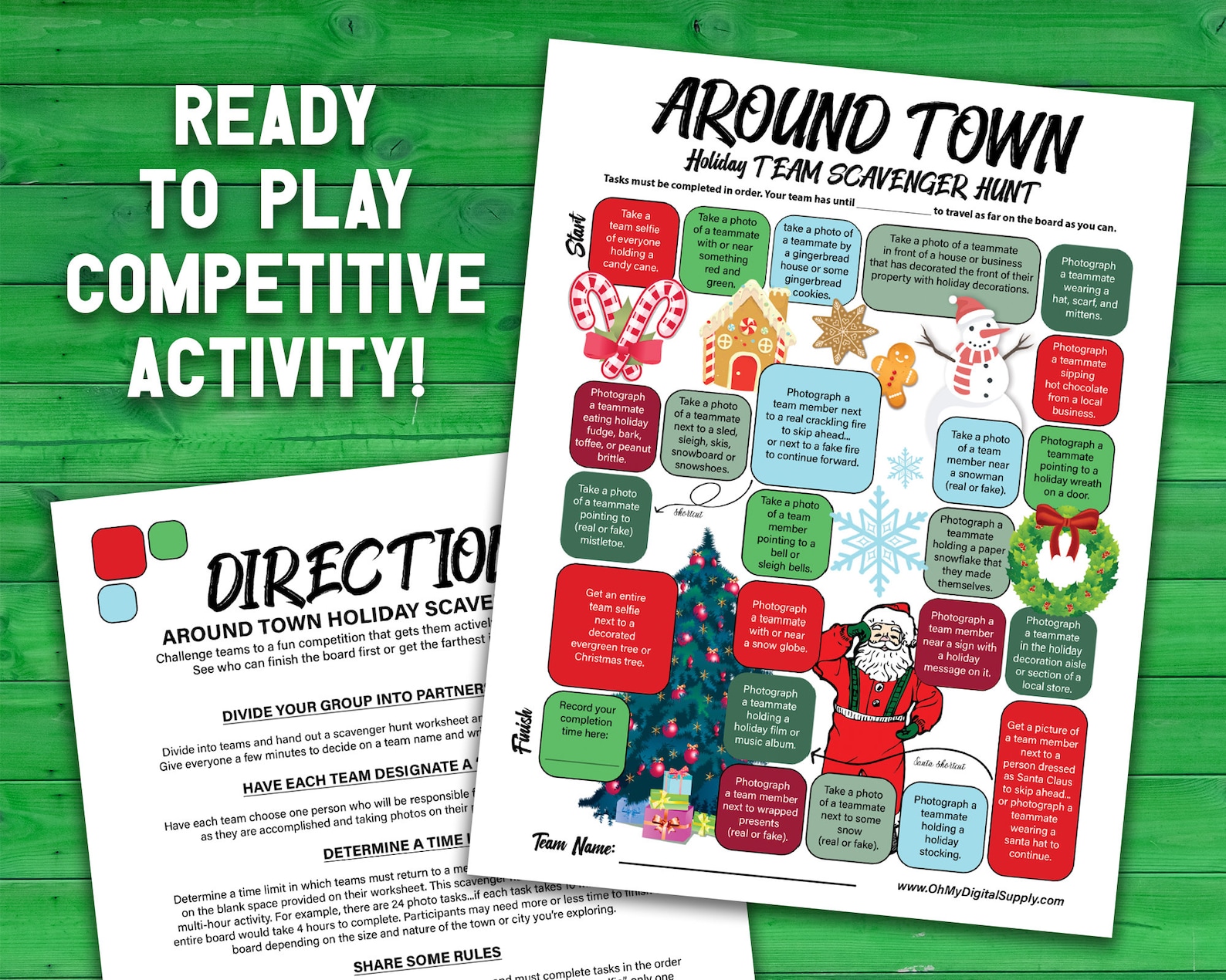 Around Town Holiday Team Scavenger Hunt Printable Activity, Competitive ...