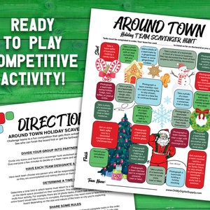 Around Town Holiday Team Scavenger Hunt Printable Activity, Competitive ...