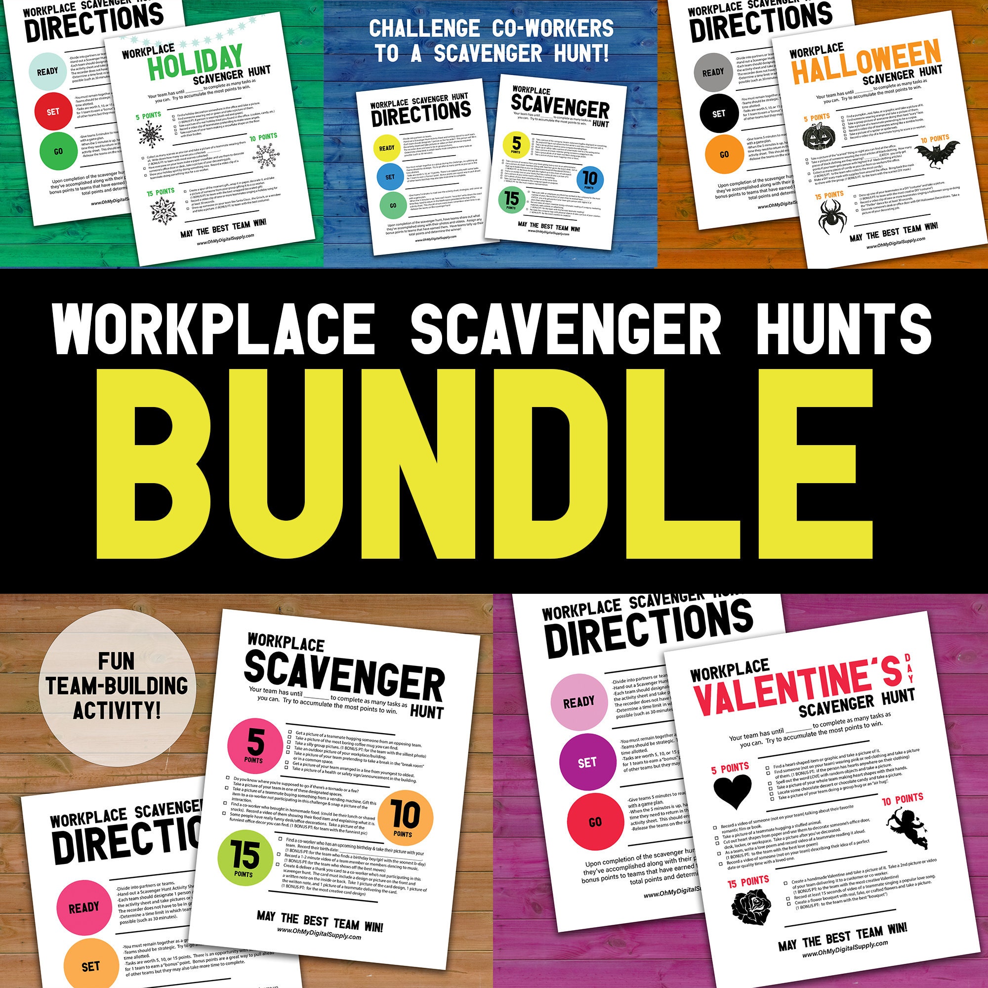 Workplace Team Scavenger Hunt Printables Bundle Office Scavenger Hunt ...