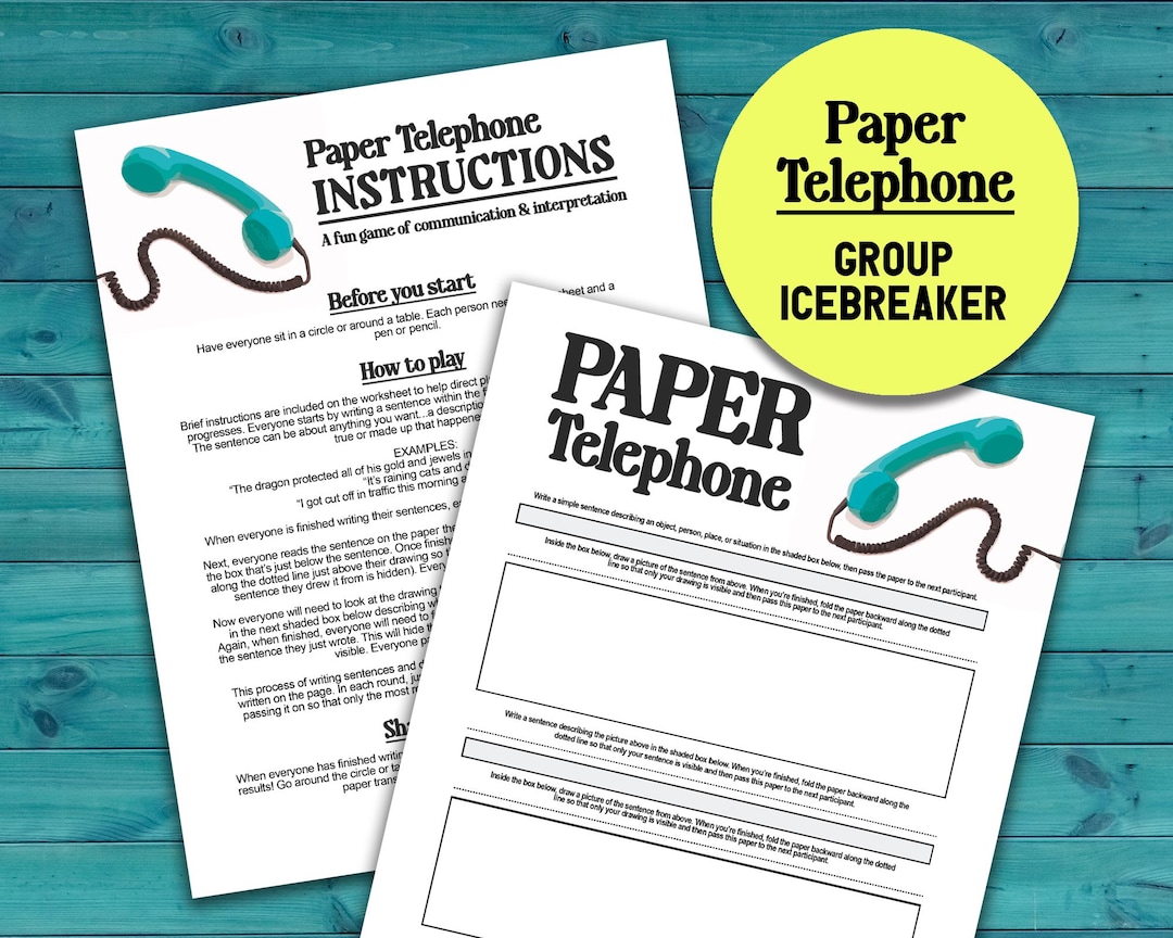Paper Telephone Printable Group Communication Game | Telephone ...