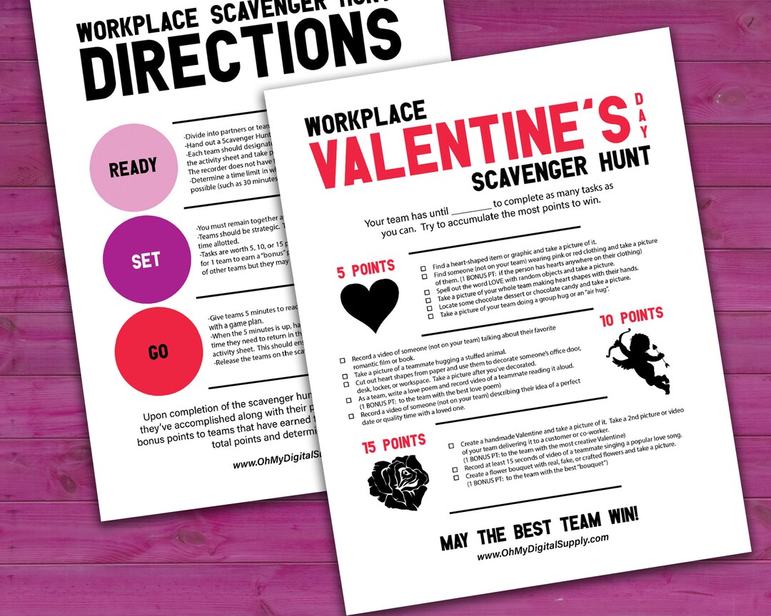 Valentine's Day Workplace Scavenger Hunt Team-building Game, Printable ...