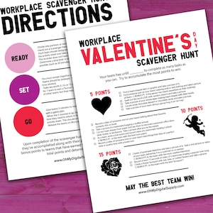 Valentine's Day Workplace Scavenger Hunt Printable Team Building ...