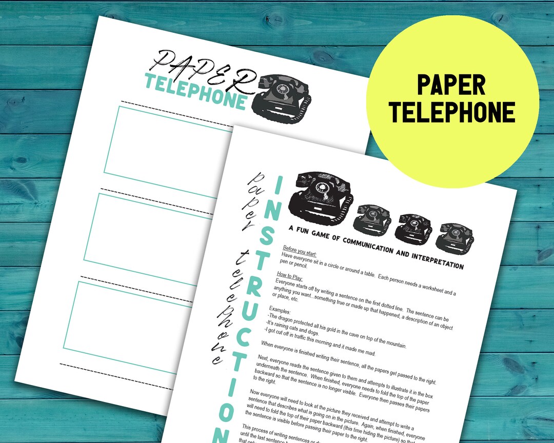 Paper Telephone Printable Group Communication Game Telephone - Etsy