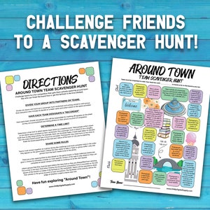 Around Town Team Scavenger Hunt Printable Activity, Group Team Building ...
