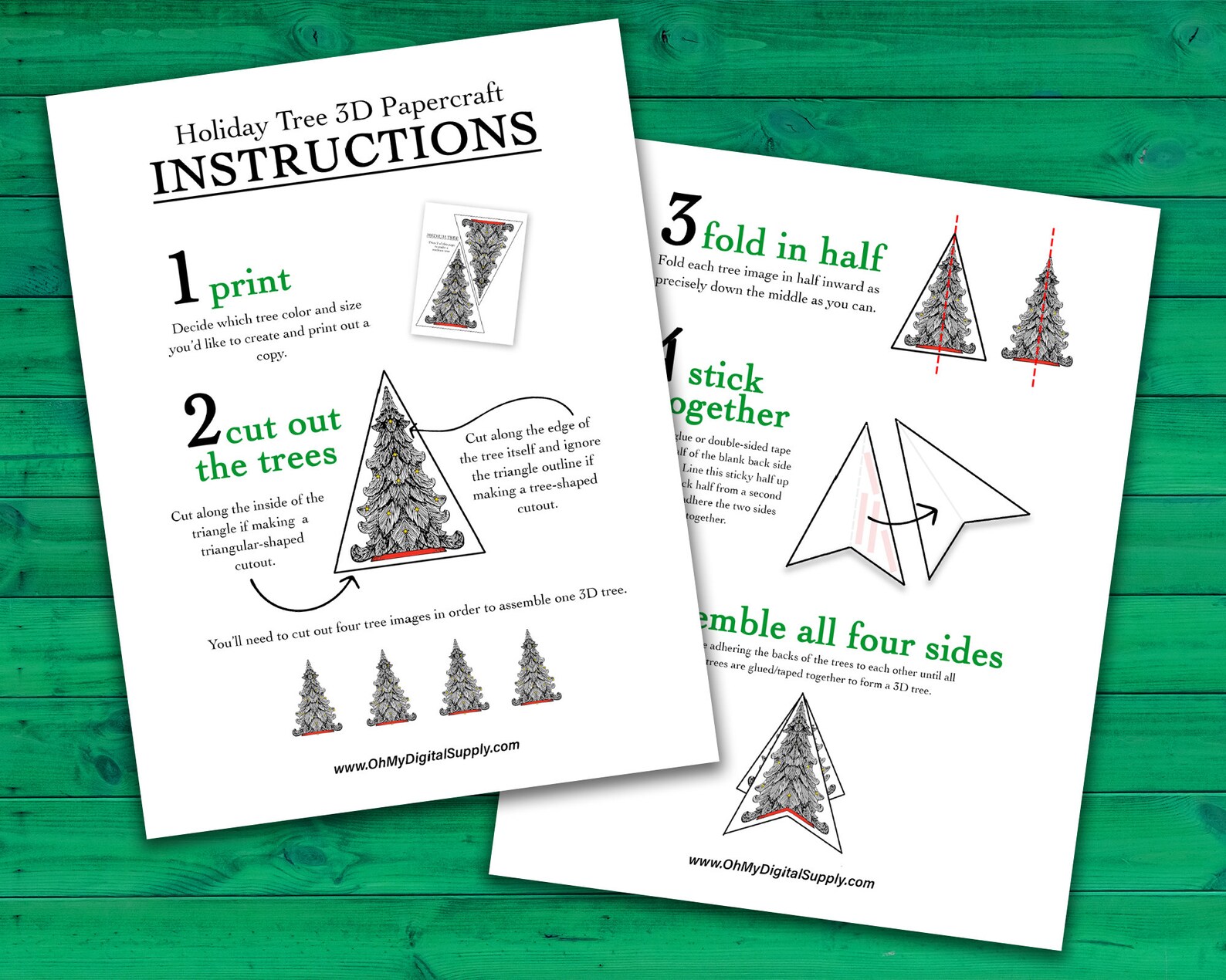 Holiday Christmas Tree 3D Paper Craft Printable Paper Tree Holiday ...