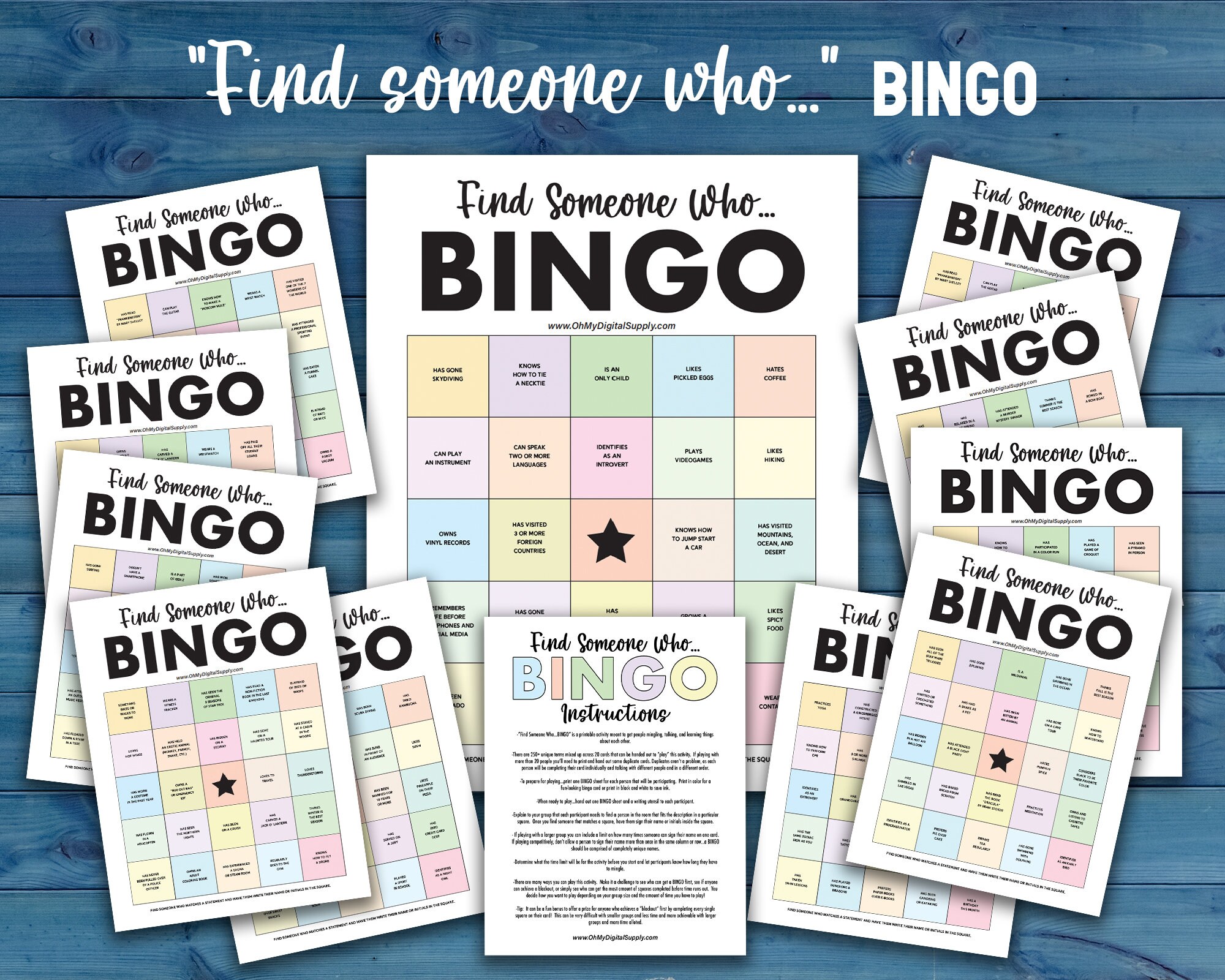 Find Someone BINGO Group Activity Ice Breaker Printable Get to ️ ...